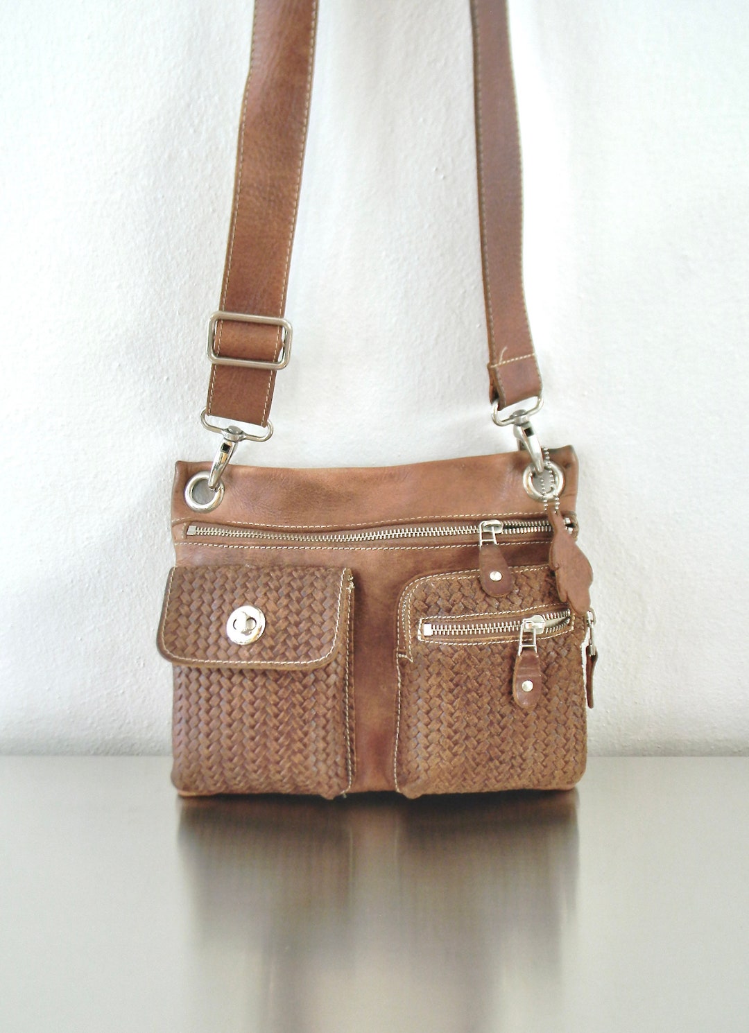 Vintage Tribe Leather Roots Villager Bag, Refurbished Small Adjustable ...