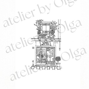 Sicily Storefront Coloring Page, Original Olga Pen Drawings, Urban ...