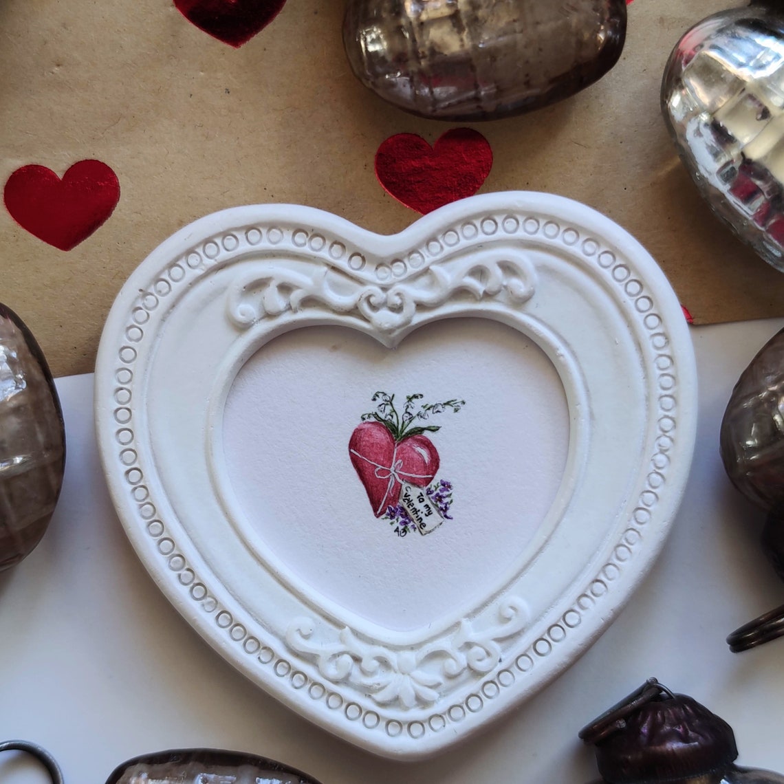 Valentine's Day Gift Small Heart Hand Painted Miniature - Etsy