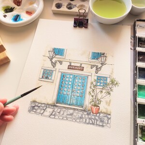 Croatia Storefront Painting, Original Watercolor Illustration, Travel ...