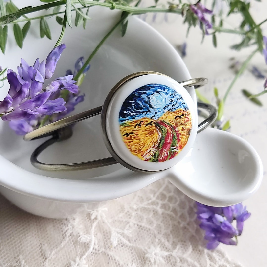 Porcelain Hand-painted Bracelet Vincent Van Gogh, Wheatfield With Crows ...