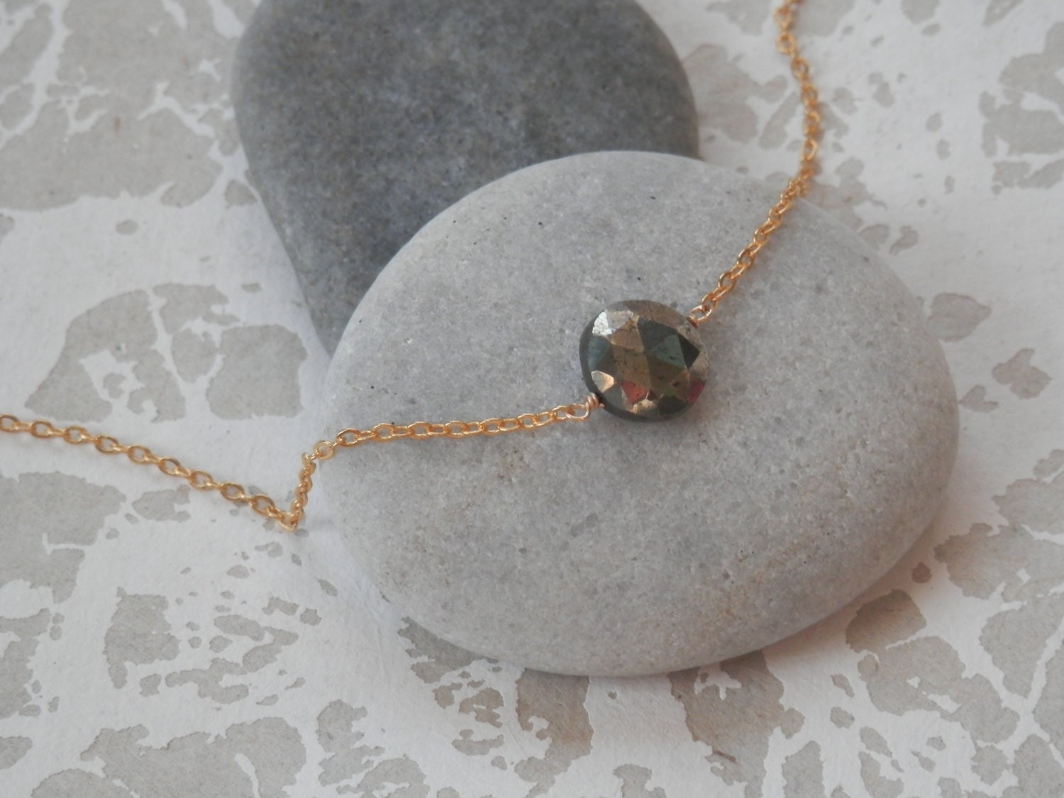 The Faith Necklace Pyrite Pebble Necklace Coin Pearl Style | Etsy