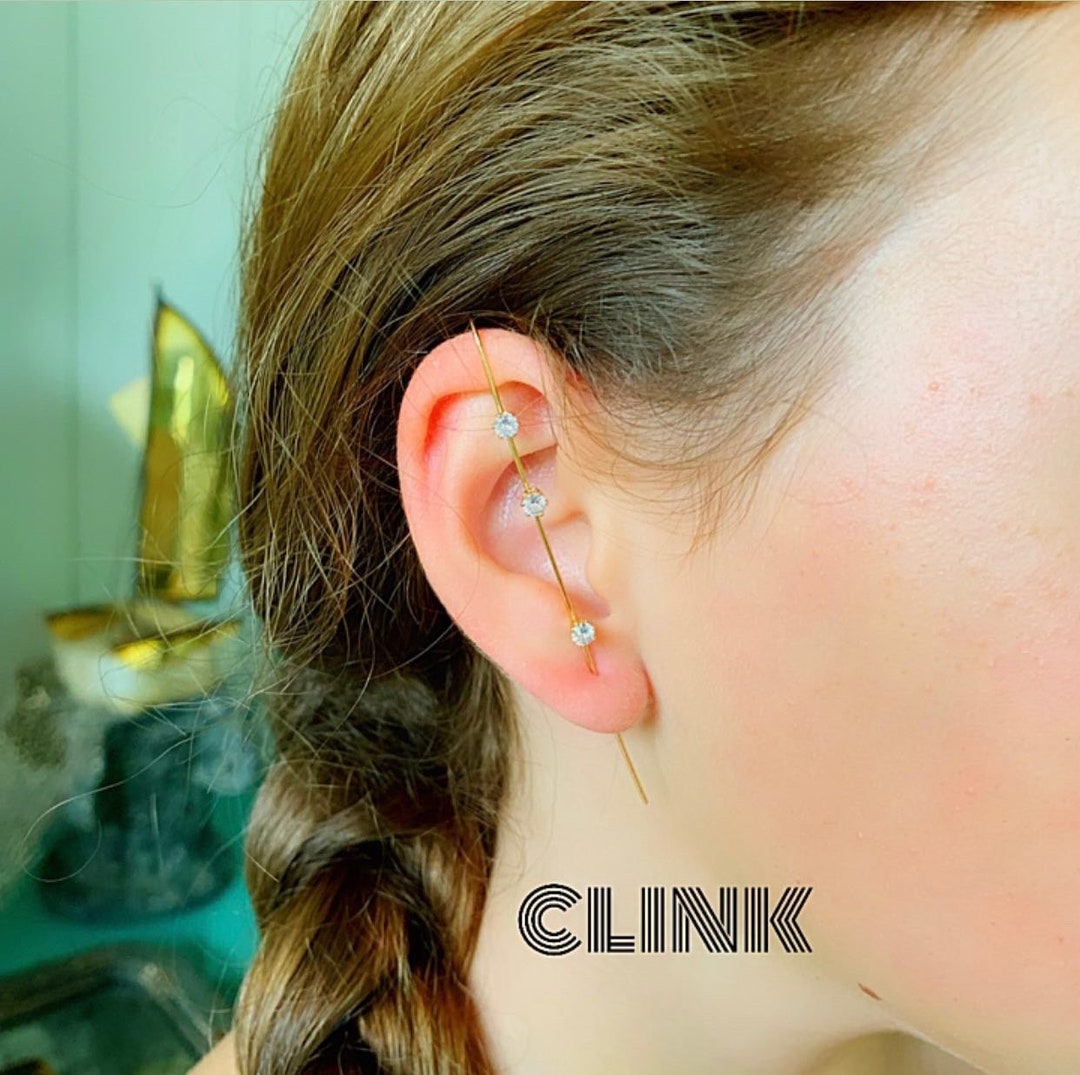 Ear Needle / CLINK Ear Needle / Single Earring / Edgy Earring / Ear Pin ...