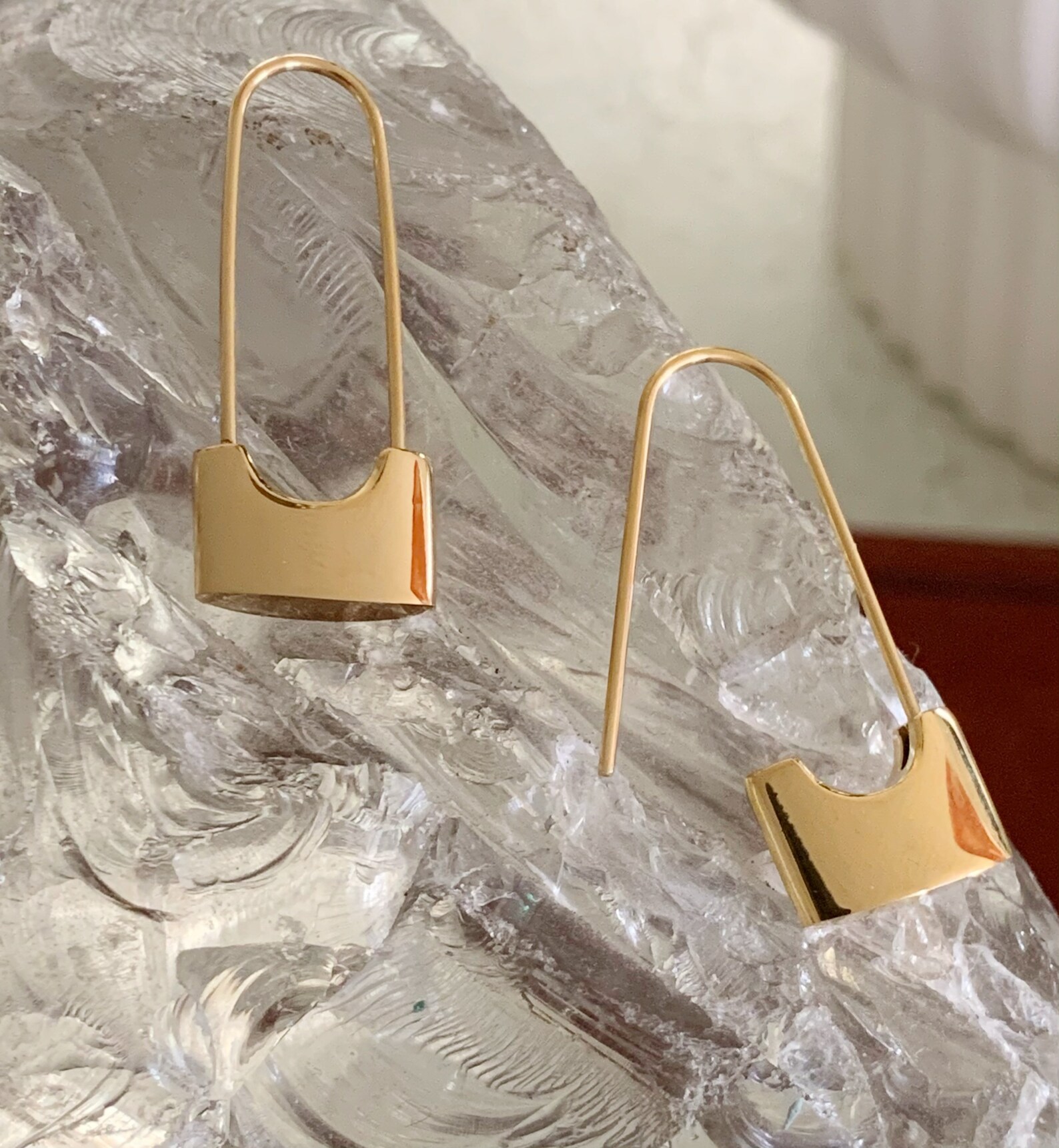 The Landon Lock Earring / Gold Lock Earring / Waterproof Earrings ...