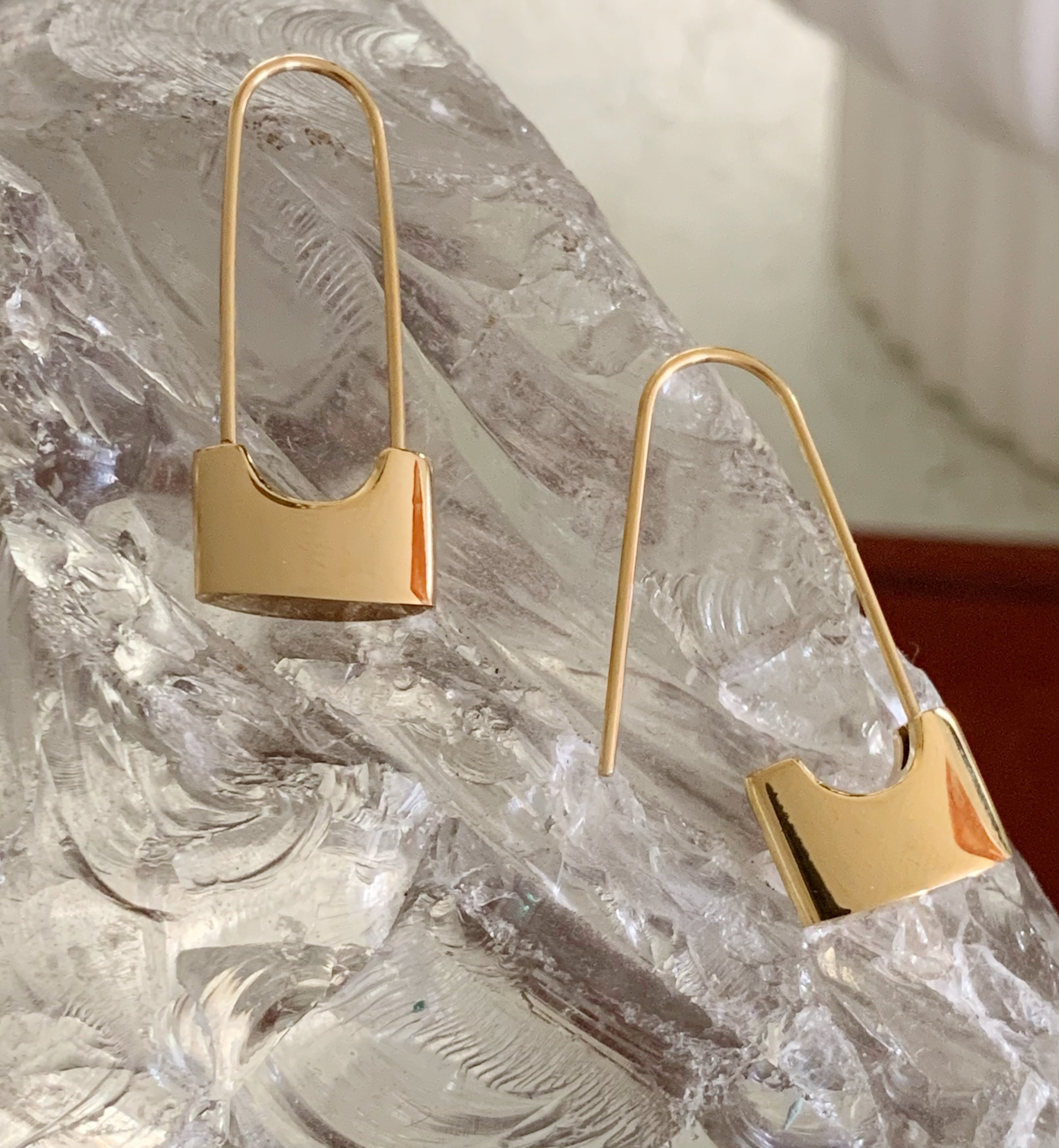 The Landon Lock Earring / Gold Lock Earring / Waterproof | Etsy