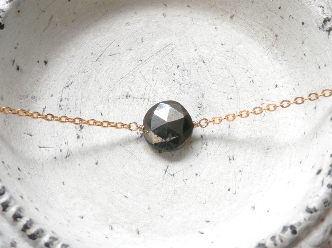 The Faith Necklace Pyrite Pebble Necklace Coin Pearl Style Necklace - Etsy