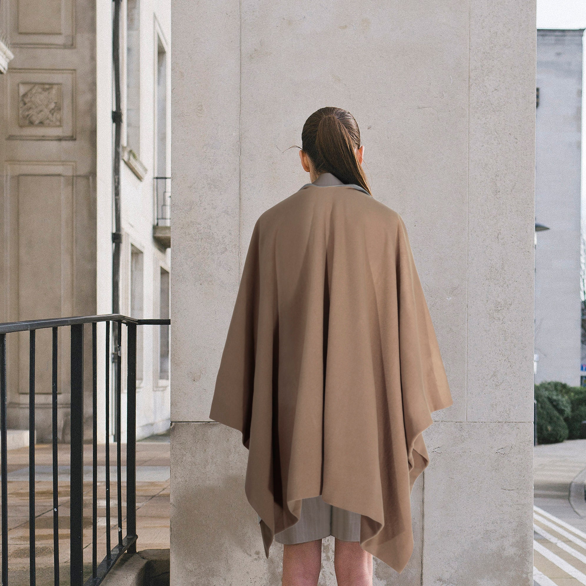 Luxury Camel Beige Wool Shawl Camel Cape Wrap With Grey Ivory White ...