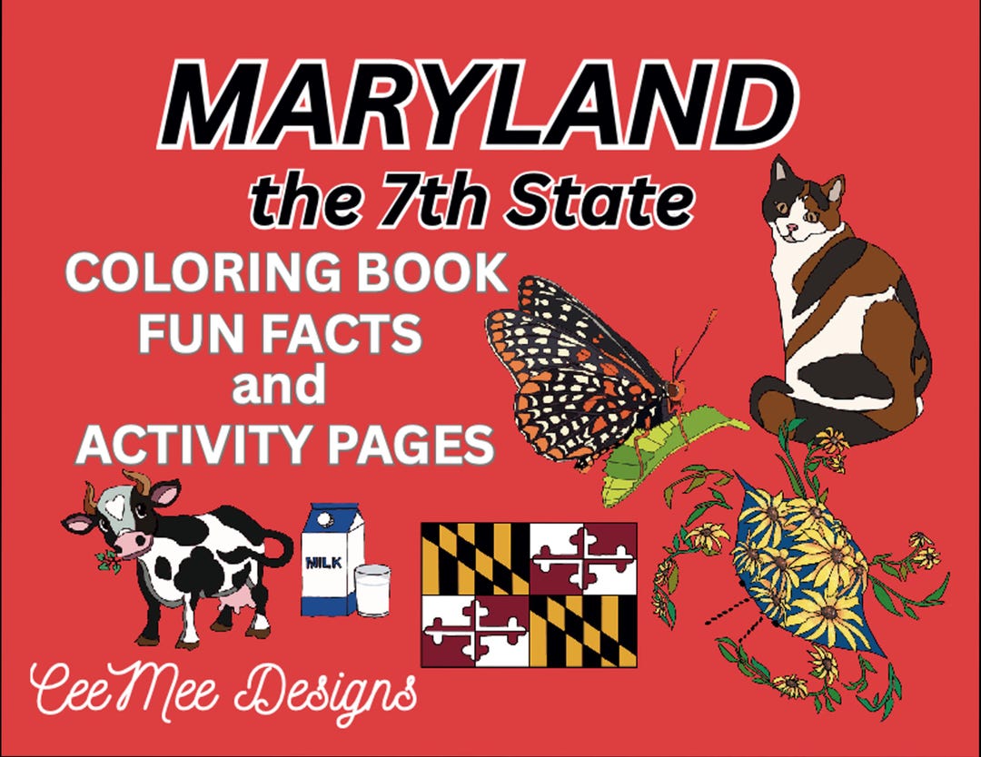 Maryland Coloring Book, State Symbols, Fun Facts and Activity Pages - Etsy