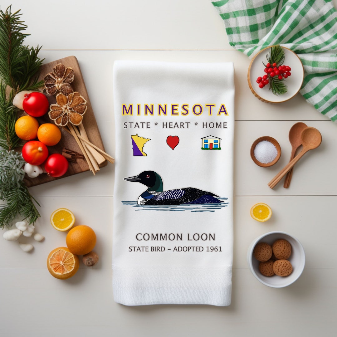 Minnesota State Symbol Tea Towel Common Loon, Animal and Nature ...