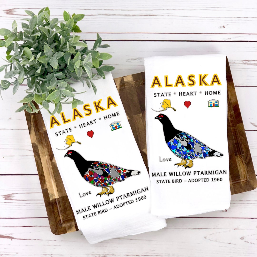 Alaska State Symbol Tea Towel Male Willow Ptarmigan, Animal and Nature ...