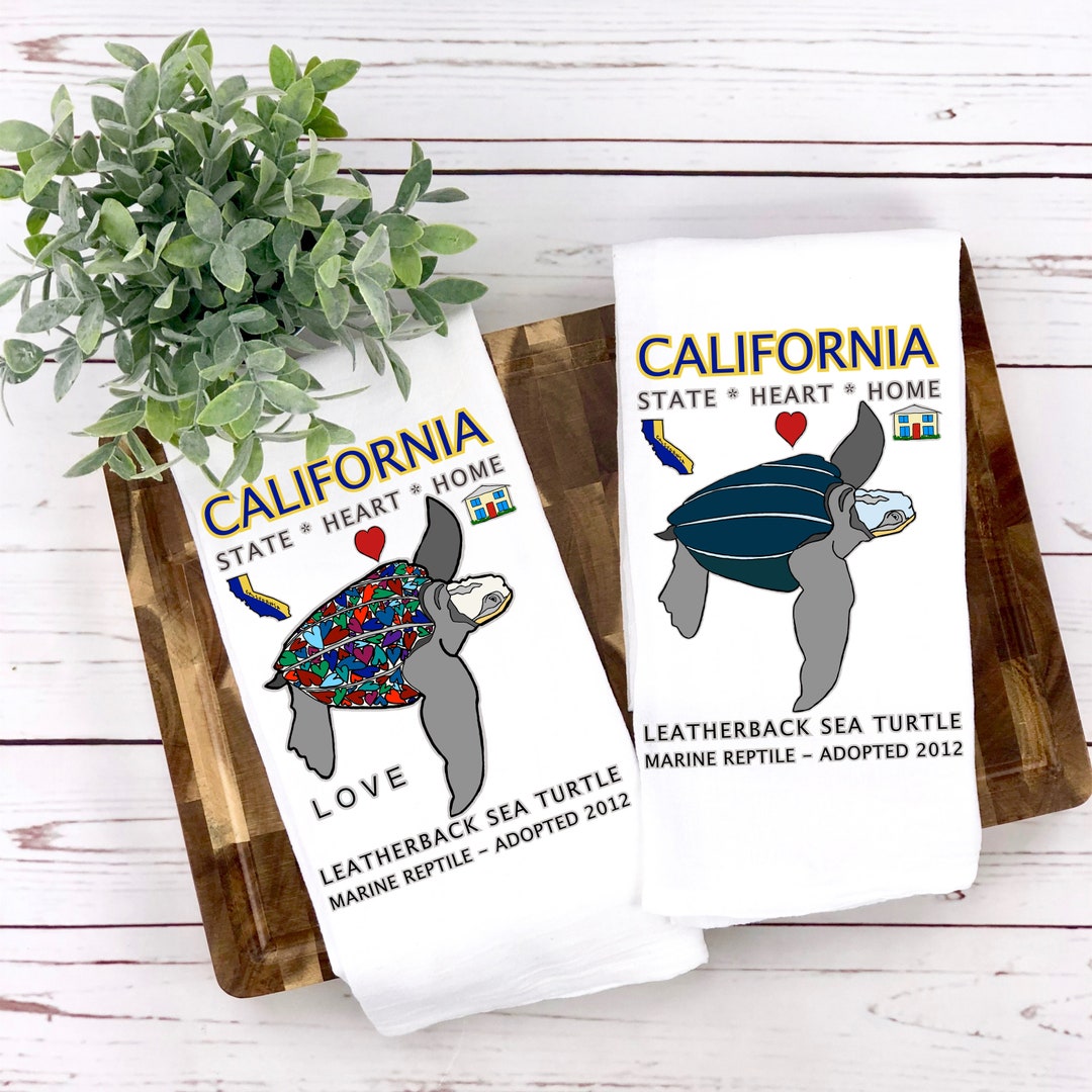 California State Symbol Tea Towel Leatherback Sea Turtle, Animal and ...