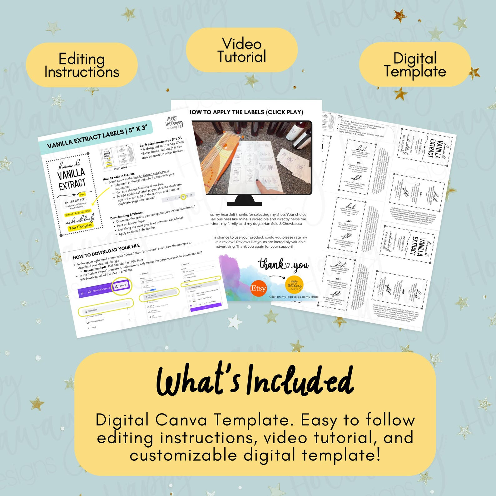 Editable Vanilla Extract Label Template | DIY Homemade Gift (instant ...
