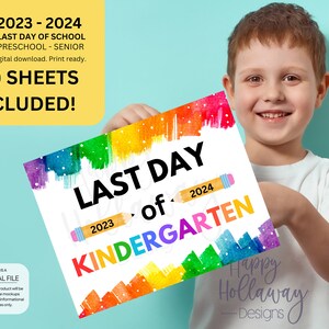 2024 Last Day of School Sign Printable Photo Prop for Kids, End of ...