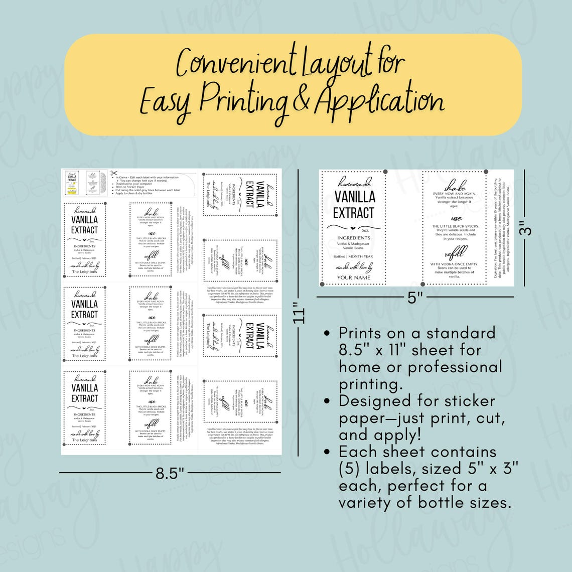 Editable Vanilla Extract Label Template | DIY Printable Labels for ...
