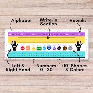 Colorful Student Desk Name Tags Alphabet, Numbers, Shapes, and Colors ...