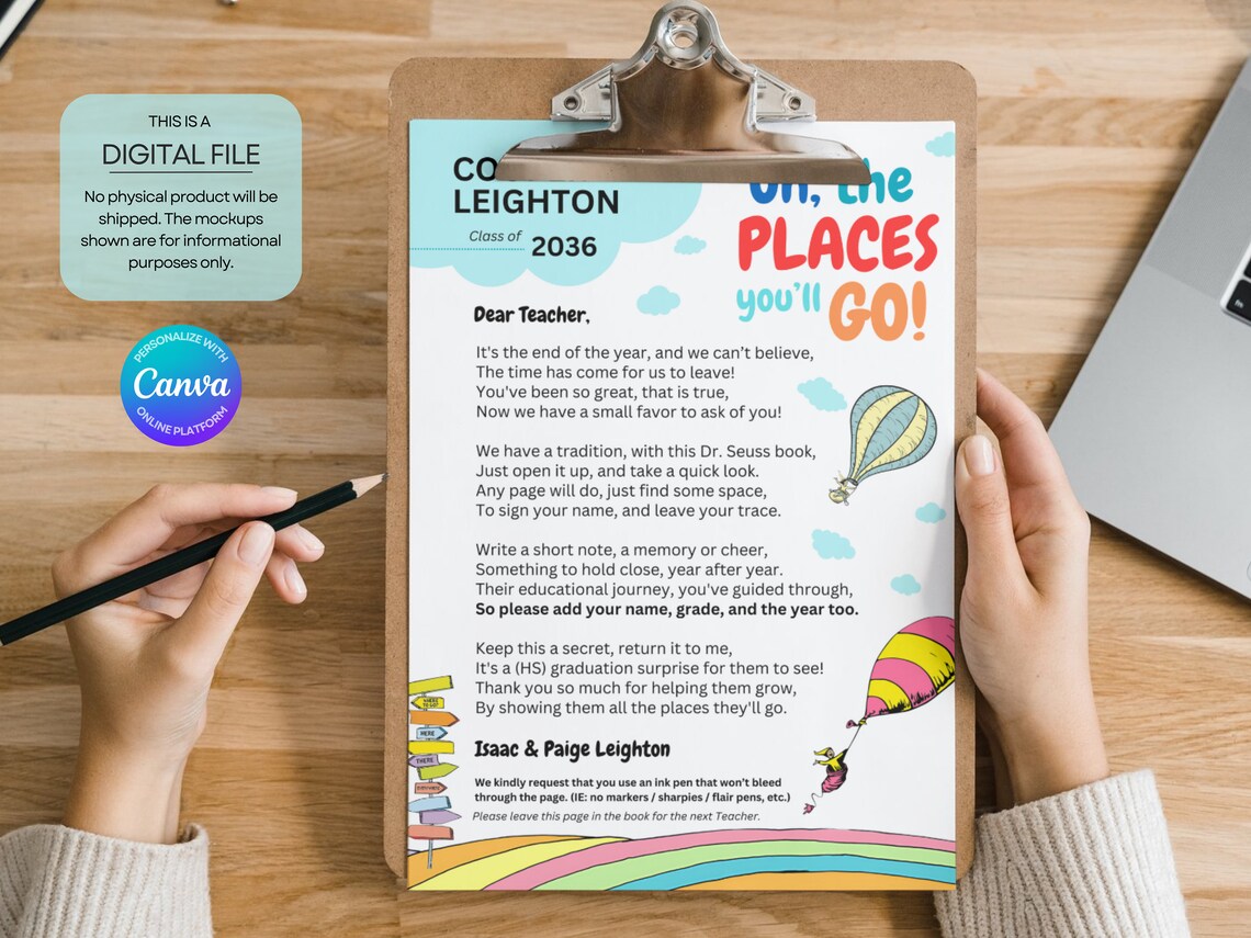 Oh the Places You'll Go Teacher Book Signing Request - Graduation ...