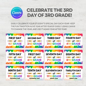 Customizable Rainbow Back to School Photo Prop Signs | Prek to High ...