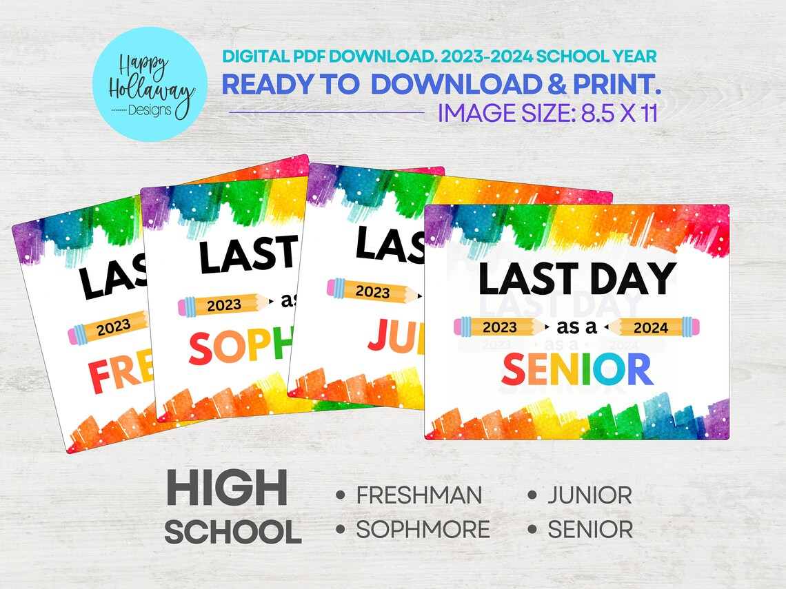 2024 Last Day of School Sign Printable Photo Prop for Kids, End of ...