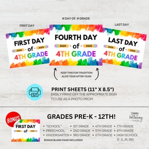 Customizable Rainbow Back to School Photo Prop Signs | Prek to High ...