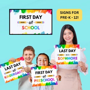 Customizable Rainbow Back to School Photo Prop Signs | Prek to High ...