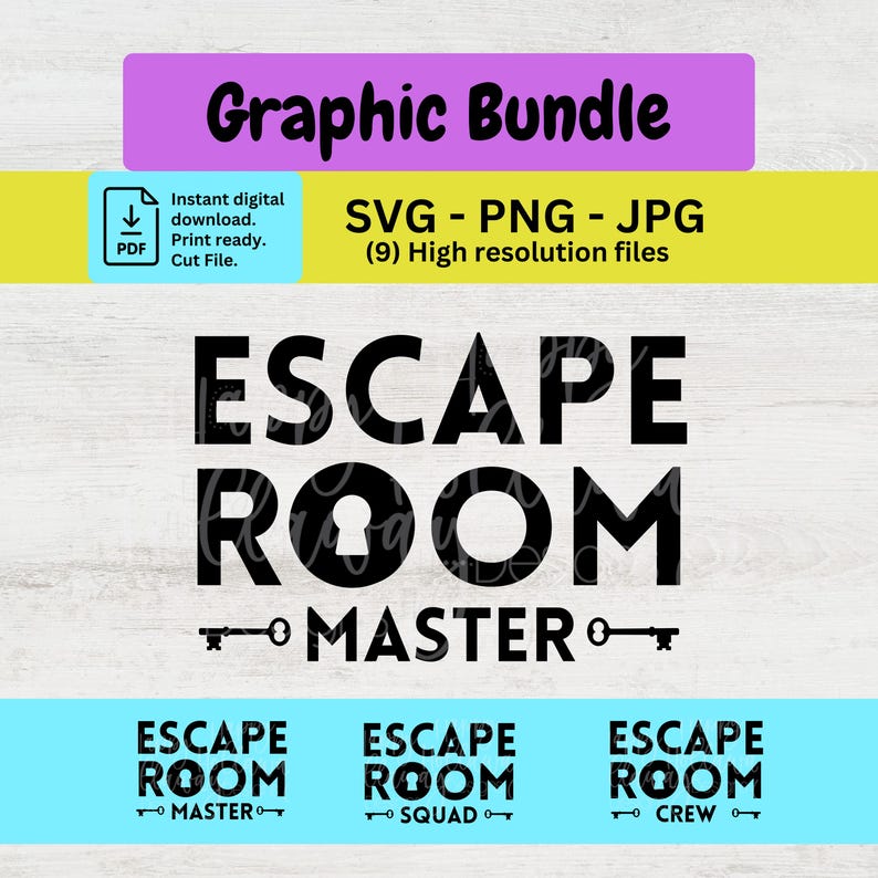 Escape Room SVG Bundle | Master, Crew, Squad Cut Files (digital ...