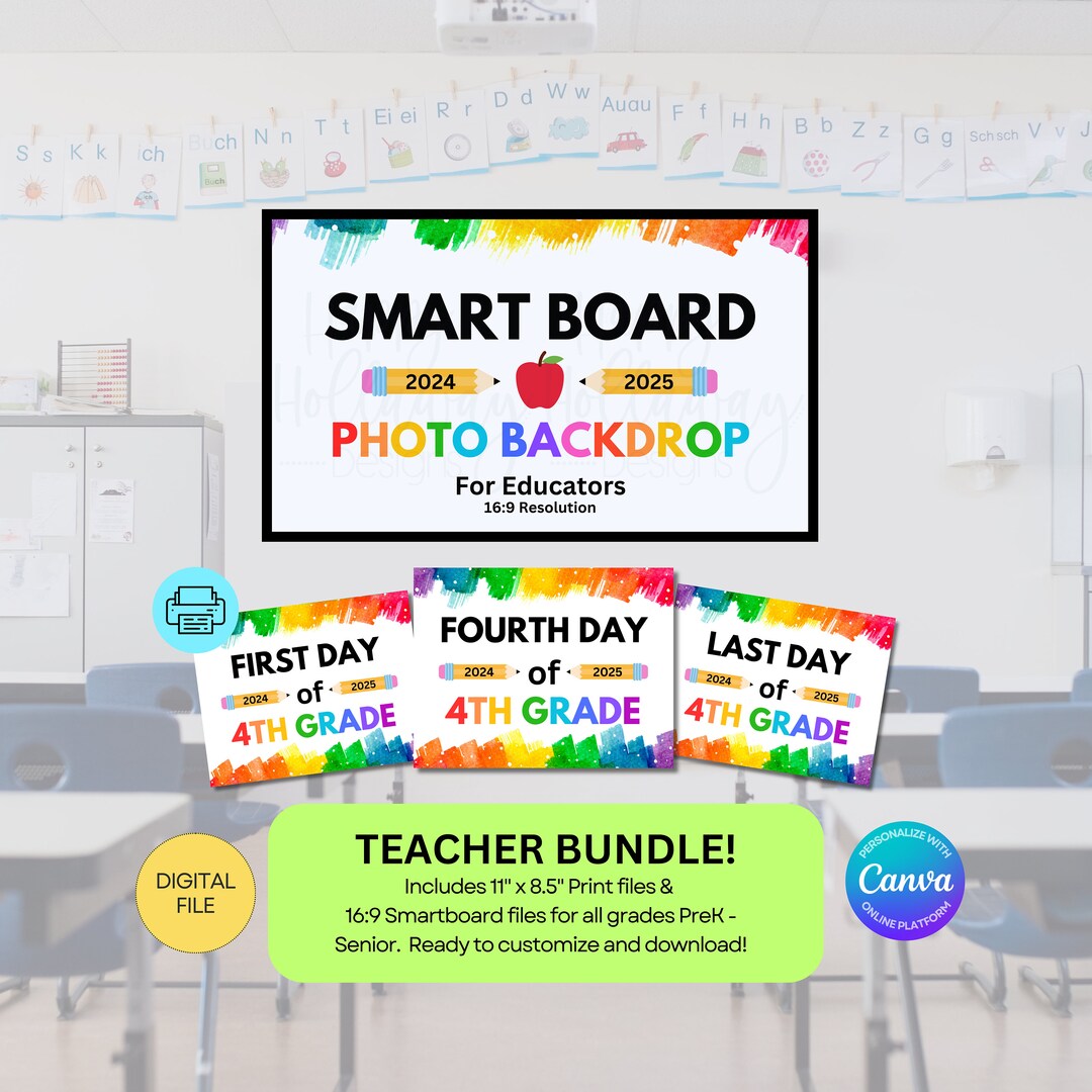 Customizable Rainbow Back to School Photo Prop Signs | Prek to High ...