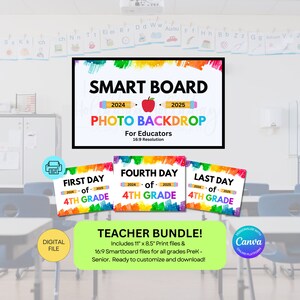 Customizable Rainbow Back to School Photo Prop Signs | Prek to High ...