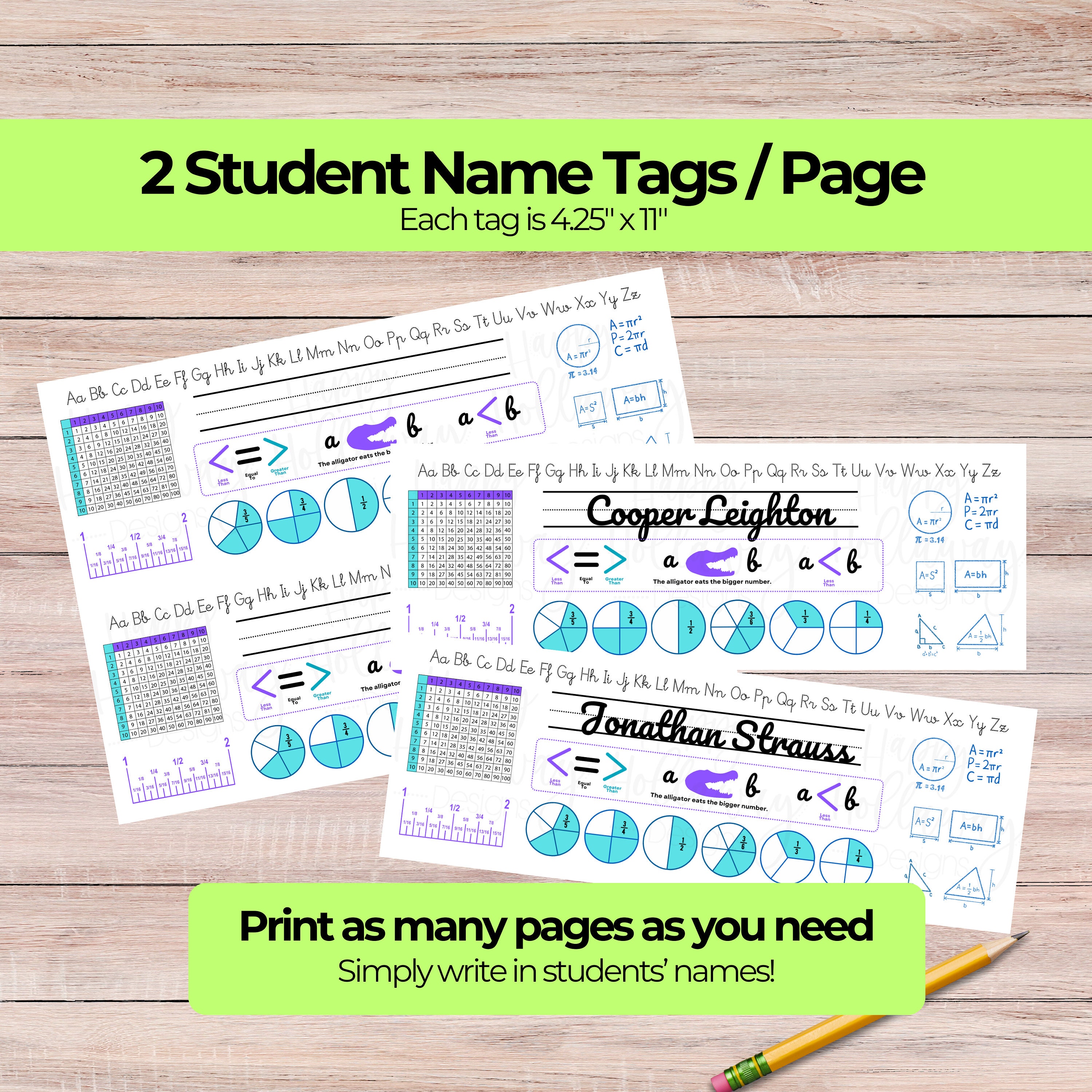 Classroom Desk Name Tags – Cursive Alphabet, Math (digital Download) - Etsy