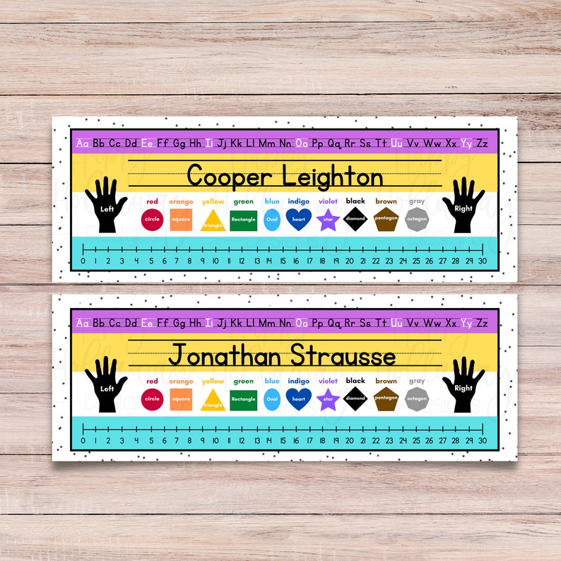 Colorful Student Desk Name Tags, Alphabet, Numbers, Shapes (digital ...