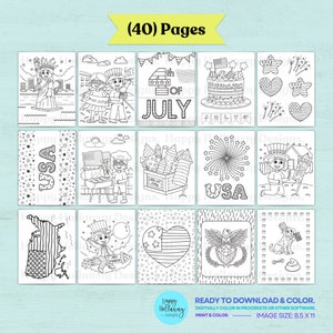 4th of July Coloring Book for Kids - Printable Patriotic Activities ...