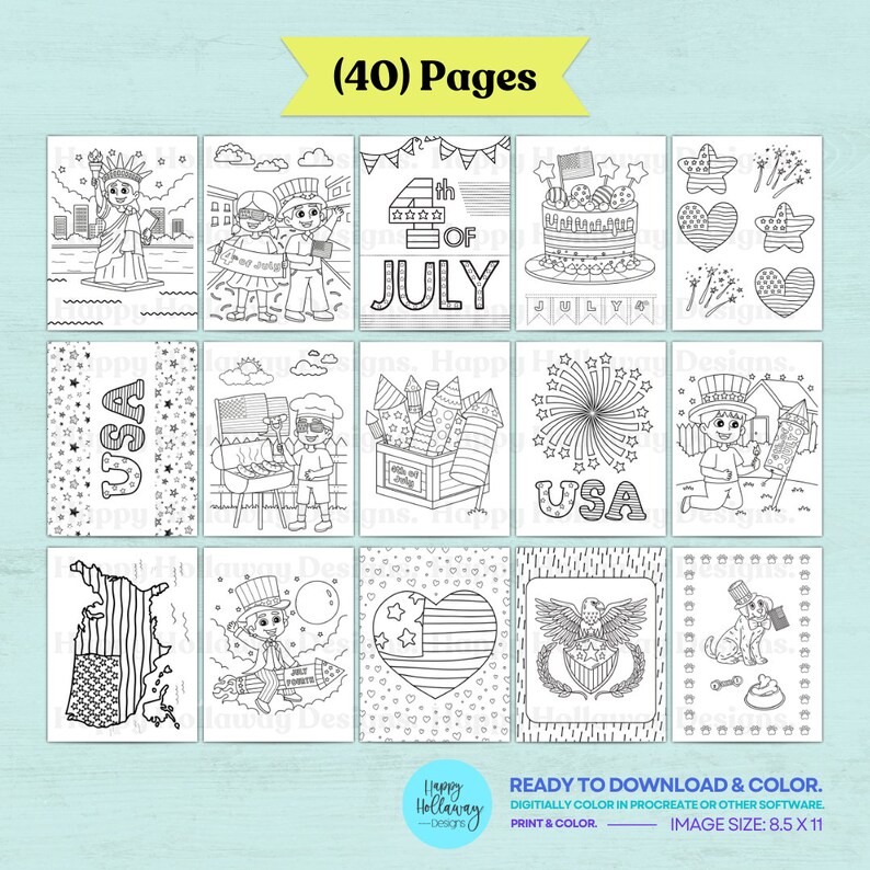 4th of July Coloring Book for Kids - Printable Patriotic Activities ...