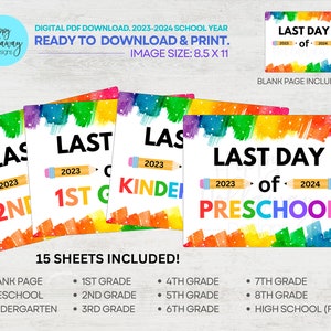 2024 Last Day of School Sign Printable Photo Prop for Kids, End of ...