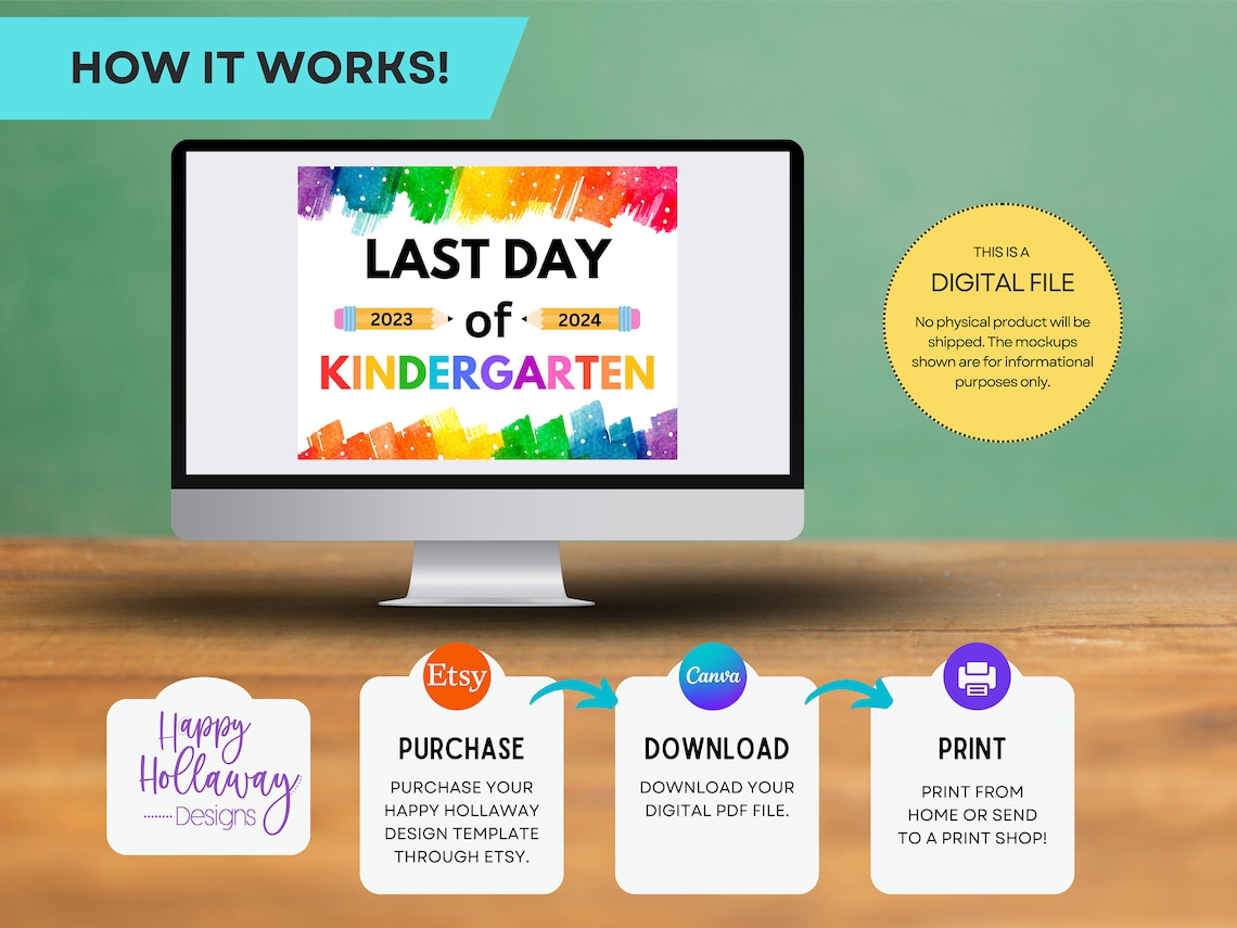 2024 Last Day of School Sign Printable Photo Prop for Kids, End of ...