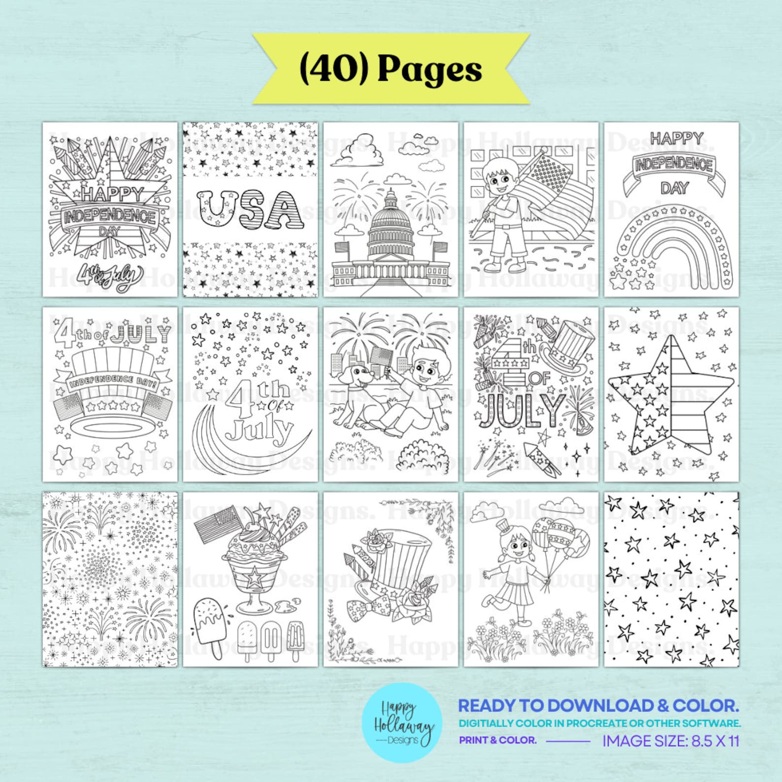 4th of July Coloring Book for Kids - Printable Patriotic Activities ...