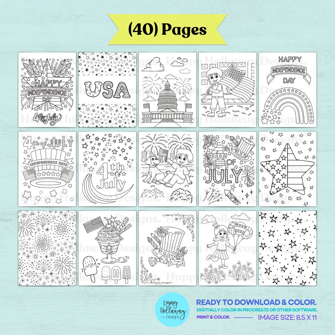 4th of July Coloring Book for Kids - Printable Patriotic Activities ...