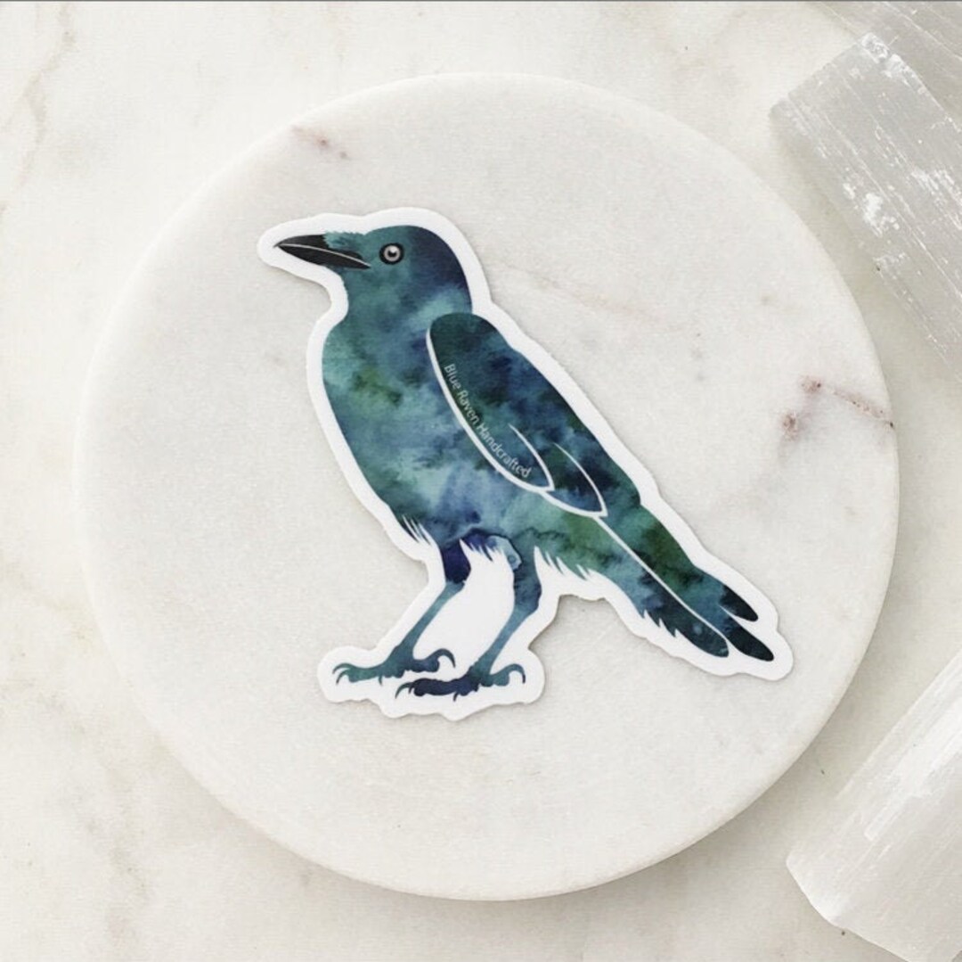 Blue Raven Sticker | Feather | Vinyl - Etsy