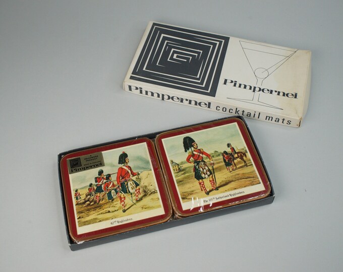 Vintage Pimpernel Celluware Scotland Highlanders Regiment Coaster Set ...
