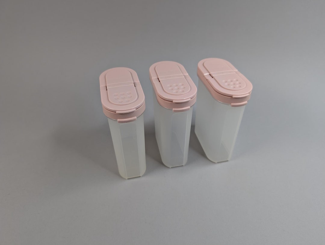 Vintage Pink Tupperware Set of Three(3) Large Flip Lid Spice Container ...