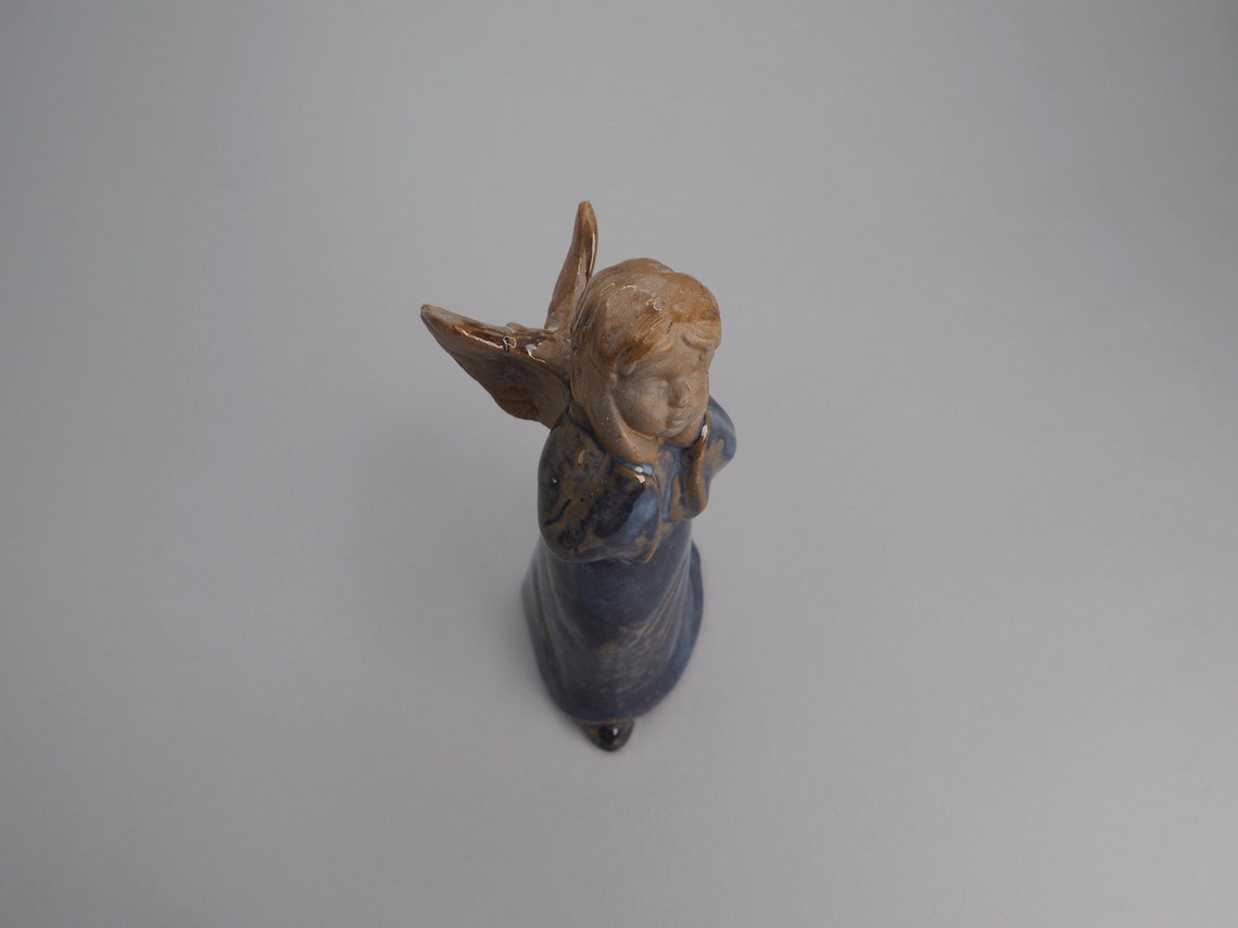 Vintage Clay Pottery Blue Angel Sculpture Figurine - Etsy Canada