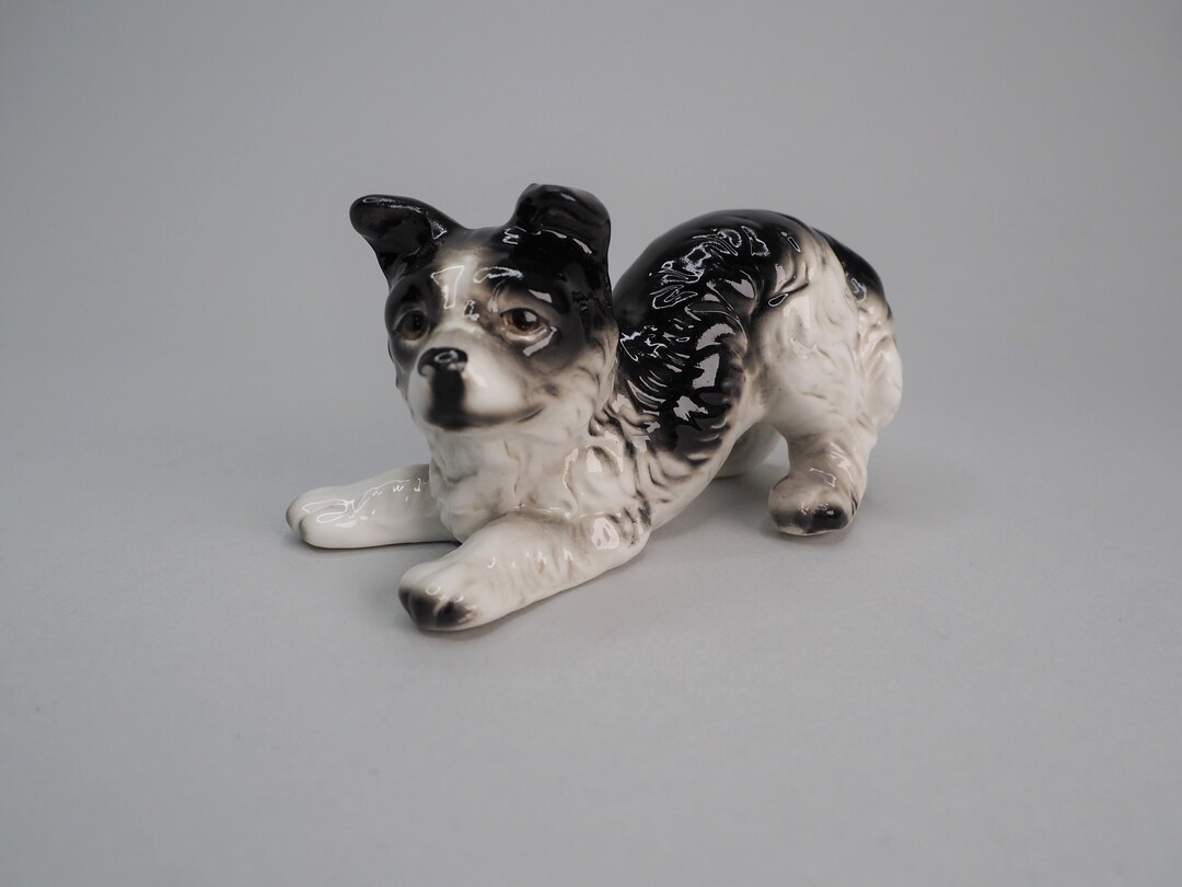 Vintage Bone China Porcelain Black & White Puppy Dog Figurine - Etsy Canada