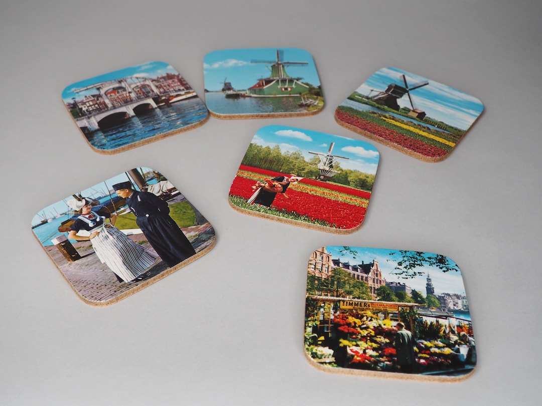 Vintage Dutch Holland Netherland Souvenir Set of Six(6) Cork Coasters ...