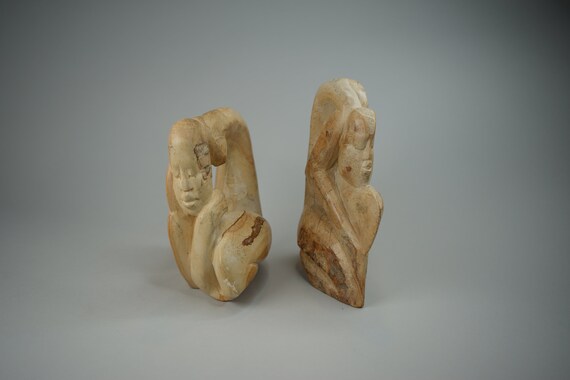 Vintage Contemporary Modern Human Faces Alabaster Carving | Etsy Canada