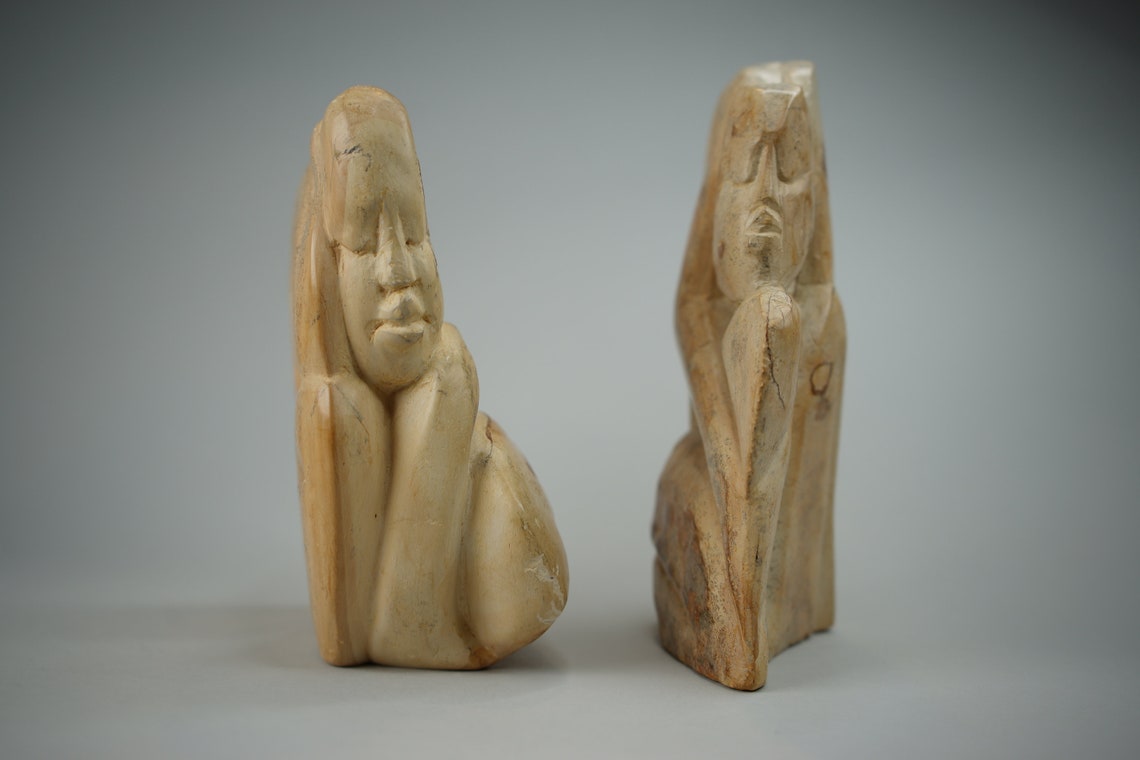 Vintage Contemporary Modern Human Faces Alabaster Carving | Etsy Canada