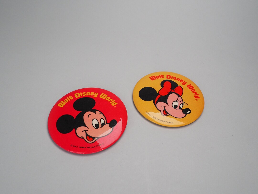 Vintage Walt Disney World Mickey &Minnie Mouse Gran Pin Botones ...