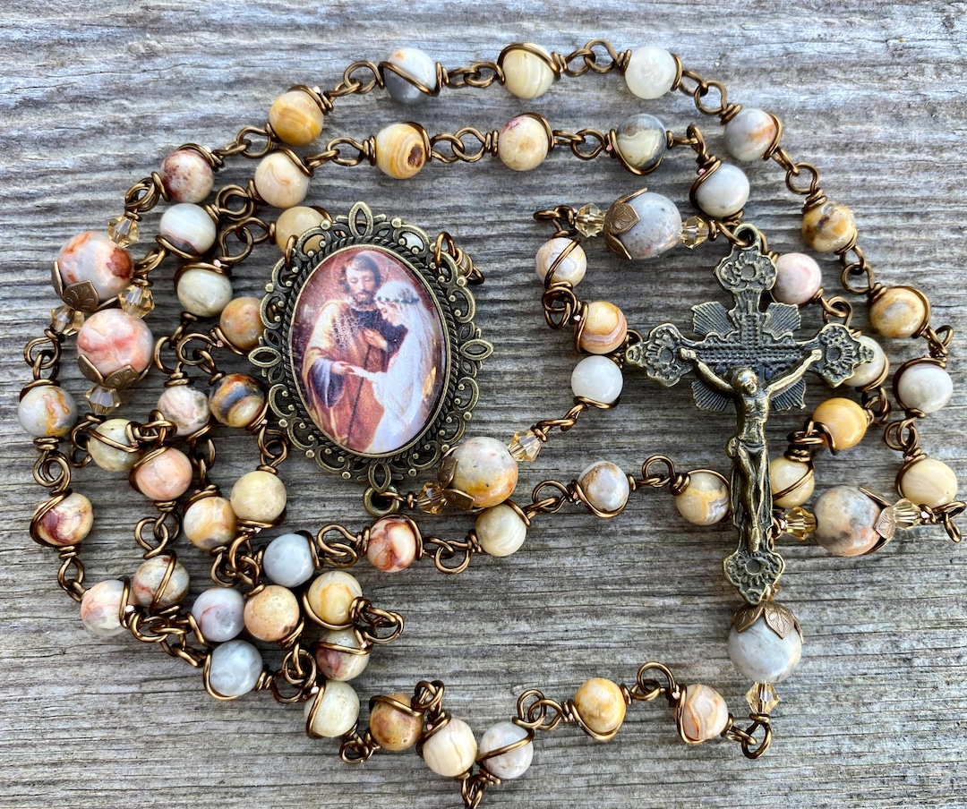 Beautiful St. Joseph and Our Lady Wire Wrapped Rosary! Lovely, Durable ...