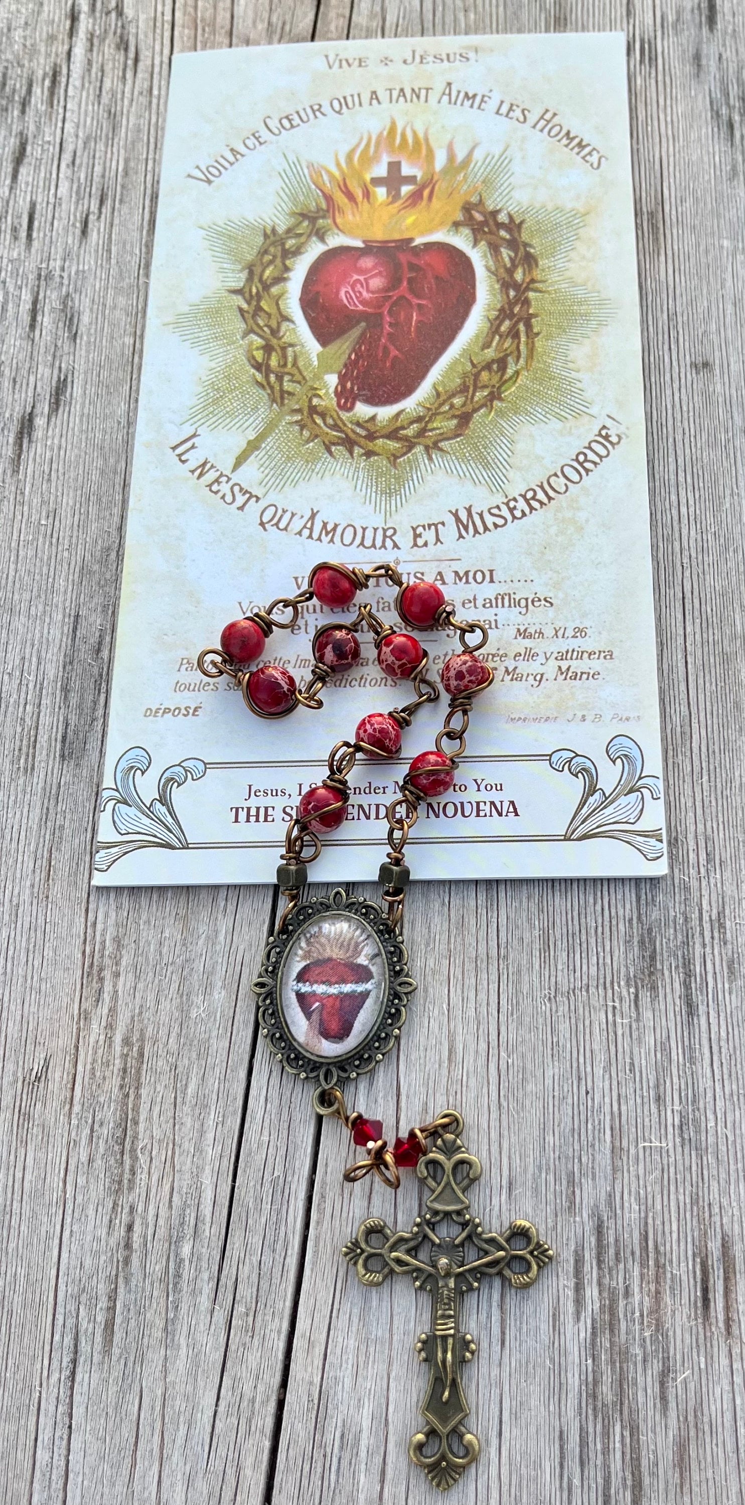 Surrender Novena Prayer Card and Wire Wrapped Chaplet~catholic Rosary ...