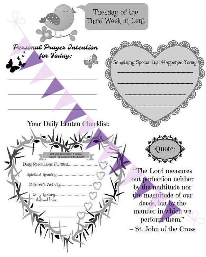 Lenten Journal Printabledaily Checklistlenten Activity - Etsy