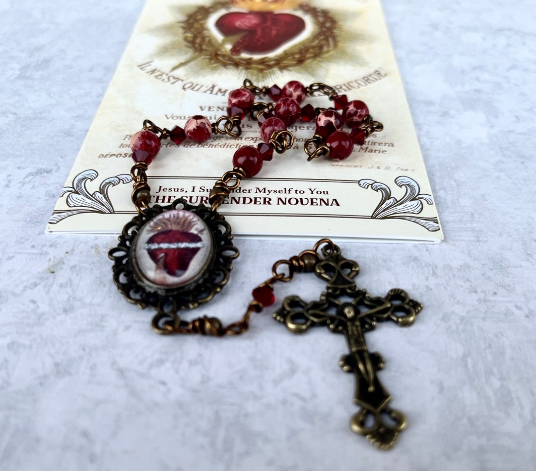Surrender Novena Prayer Card and Wire Wrapped Chapletcatholic - Etsy