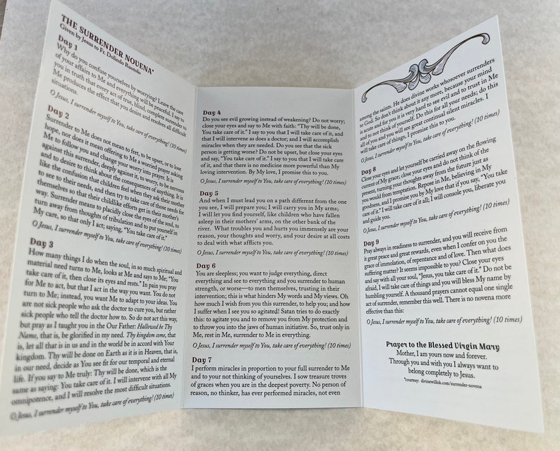 Surrender Novena Prayer Card and Wire Wrapped Chapletcatholic - Etsy