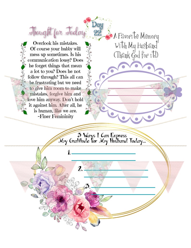 Catholic Wife's 30 Day Printable Journal ~ Gratitude Printable Journal ...